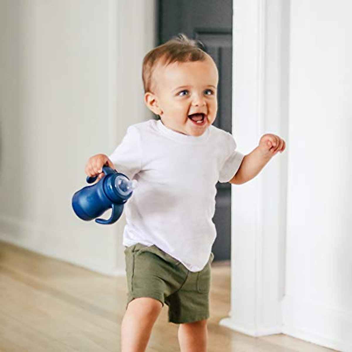 Green sprouts Sprout Ware Sip & Straw Cup made from Plants | Non-toxic Plant-based Plastic Transition Sippy Cup without BPA, BPS, BPF | Soft Silicone Spout and Straw | Easy-grip Handles