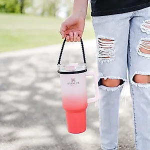 Ryan & Rose Water Bottle Handle - Water Bottle Sling, Carrier, Holder with strap - Soft Durable Silicone - Fits Most 8-40oz Bottles - Compatible Stanley Cup Accessories (Black)