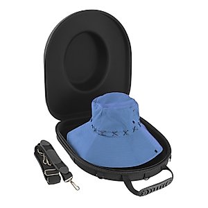 Voikm Cowboy Hat Box, Hard Hat Carrier Case, Travel Anti Extrusion Hats Holder Storage, Cap Organizer with Adjustable Shoulder Strap for Panama, Fisherman & Tweed Hats (16.2inch x 14.2inch x 6.3inch)