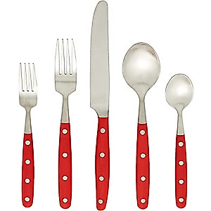 Ginkgo International Lyon Flatware Set, 10x2x5, Red