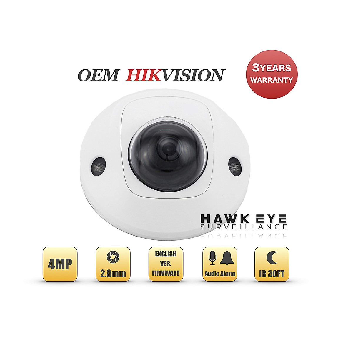 4MP PoE Security IP Camera - Built in Microphone Mini Dome Indoor and Outdoor 2.8mm Lens SD Card Slot Audio Alarm in and Out Compatible with Hikvision DS-2CD2543G2-IS English Version