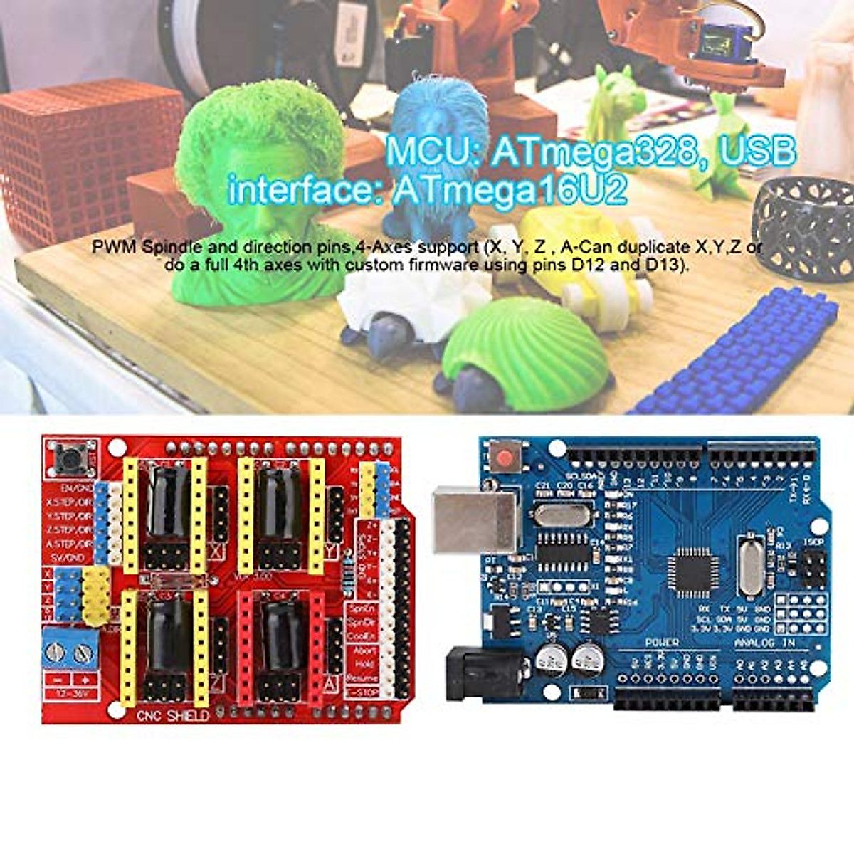 USB Interface Practical High Quality CNC Shield Stepper Driver, Compatible Expansion Board Kit, for