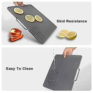 FIVETAS Cutting Boards For Kitchen Dishwasher Safe,Set Of 3 With Holder,Plastic Cutting Boards With Easy-Grip Handles.Garlic Grinding Area. BPA Free,Non-Porous Non-Slip Feet…