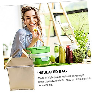 SHOWERORO 1pc Gold Coated Non-woven Insulation Bag Ice Bag Picnic Cooler Bag Zipper Tote Bag Insulated Cake Bag Cake Tote Bag Portable Cooler Bag Meal Food Baby Non-woven Fabric