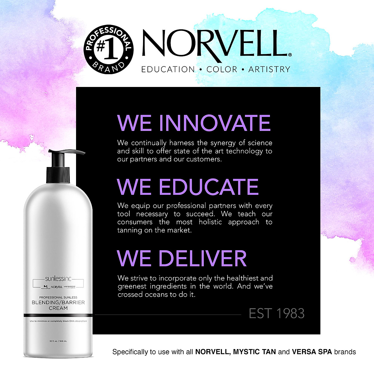 Norvell Pro Blending DHA Barrier Cream For Spray Tanning, 32 Fl. Oz.