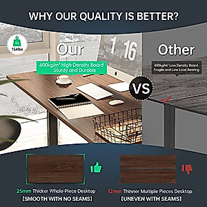 ALFA BUSINESS 48" x 30" Universal Table Top, Solid One Piece Wooden Desktop, Tabletop for Standard & Sit to Stand Desk Frame, Counter Top for Home or Office, Walnut