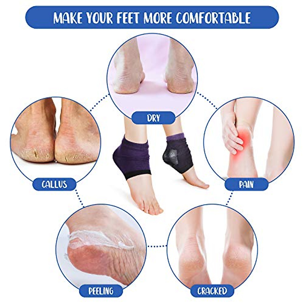 12 Pairs Cotton Heel Moisturizing Socks Open Toe Socks Cracked Gel Heel Socks Foot Toeless Heel Repair Socks for Women Girls Dry Hard Cracked Feet (Bright Color)