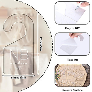 Whaline 7Pcs Baby Closet Size Dividers Clear Acrylic Infant Clothes Hanger Separators Newborn to 24 Month Clothes Dividers Thicken Wardrobe Hanger Organizers for Home Nursery Baby Clothes, 3.5 x 7Inch