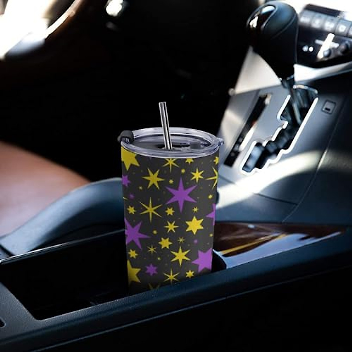 Magic Star 20 Oz Travel Coffee Mug with Lid Tumbler Drinking with Straw Brush Water Car Cup