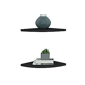 SISHHOME Floating Corner Shelf 8 Inch Black Set of 2,for 90 Degree Room Corner Wall Mounted Storage Display Shelves for Small Plant, Photo Frame, Toys and More