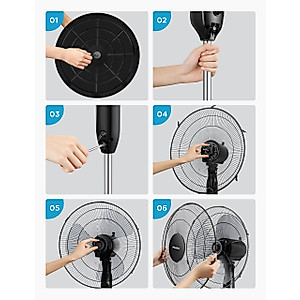 PELONIS 16’’ Oscillating Pedestal Standing Fan with Remote Control 2 Packs, 3 Speeds Settings 7H Timer Ultra Quiet Adjustable Heights for Bedroom, Living Room, Home and Office