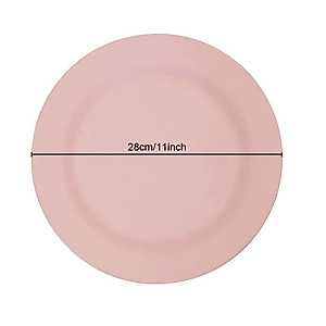 ZGWANSUI 28cm/11in Large Dinner Plates Unbreakable, 5 Pieces Round Wheat Straw Plates for Breakfast Appetizer, Reusable Serving Platter, Lightweight for Travel, BBQ, Picnic, Dishwasher Saf (Green)