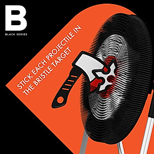 Black Series Axe Throwing Target Set, Includes 3 Axes & Bristle Target, Lightweight Plastic Axes with Blunted Edges, Safe for Indoor & Outdoor Use, Fun Party Activity Game