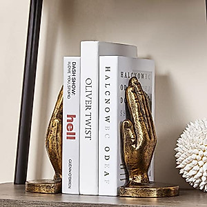 Book Ends to Hold Books Heavy Duty - Book Ends for Shelves, MXARLTR Decorative Bookends for Heavy Books with Anti-Slip Base Book Stopper for Shelves Books Magazines Home Office Decor (Antique Brass)