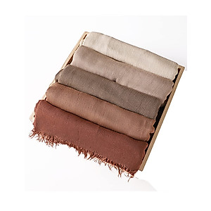 Txameru Hijab for Women Hijab Scarf Muslim Rayon Crinkle Hijab with Fringe Edge (Camel)