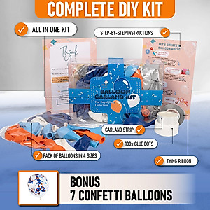ALL-IN-1 Blue and Orange White Balloons Arch Kit & Garland – Small and Large White Orange and Blue Balloons – Orange and Blue Party Decorations & Supplies for Birthday Party, Nerf, Blippi, Graduation