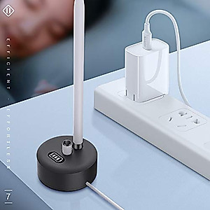 TiMOVO Charging Stand Compatible with iPencil 1st Generation, iPad Pencil Charger with Display Screen, iPad Pen Charging Adapter with 1.2A USB Port, Black