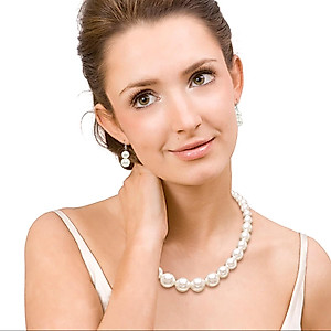 Cryshimmer Pearl Choker Necklace for Women Faux Pearl Beads Strand Necklace Earring Set Costume Jewelry