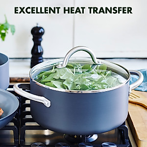 GreenPan Lima Hard Anodized Healthy Ceramic Nonstick 10" Frying Pan Skillet, PFAS-Free, Oven Safe, Gray & Lima Hard Anodized Healthy Ceramic Nonstick 5QT Stock Pot with Lid, PFAS-Free, Oven Safe, Gray