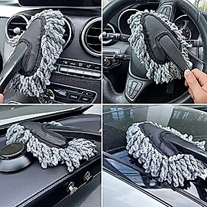 Ajxn 2PCS Super Soft Microfiber Car Dash Duster Brush for Car Cleaning Home Kitchen Computer Cleaning Brush Dusting Tool(Grey)