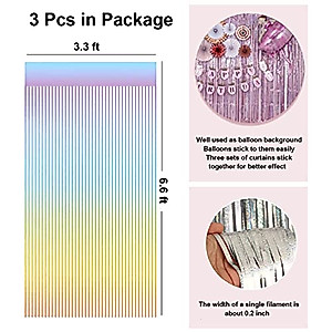3 Pack Backdrop Curtains Party Decorations, Fringe Streamers Tinsel Backdrop Fringe Backdrop Party Backdrop Birthday Decorations, Party Décor Disco Party Decorations (3.3‘ x 6.6’, Blue)