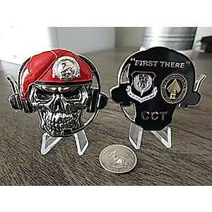 Set of 2 United States Air Force Special Forces Pararescueman Creed Pararescue PJ's Beret Skull & AFSOC Combat Control Challenge Coins