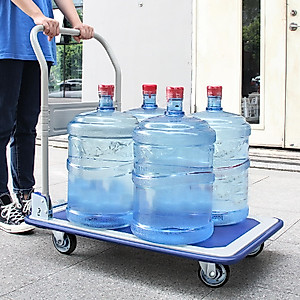 TAGEPOR Folding Steel Platform Hand truck with Brake Heavy Industrial Cart Load 330lb Flatbed Truck Warehouse Handling (29.2x18.1（load 330lb）)