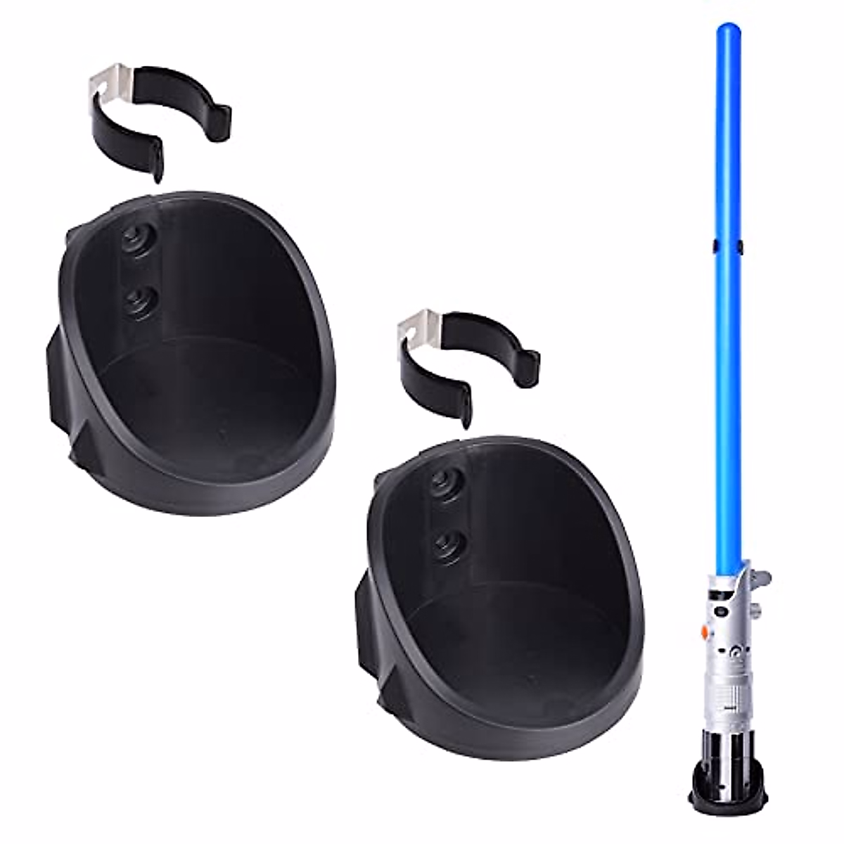 LEKUSHA Lightsaber Wall Mount Display Stand Light Saber Holder Compatible for Any Lightsaber, Black Pack of 2