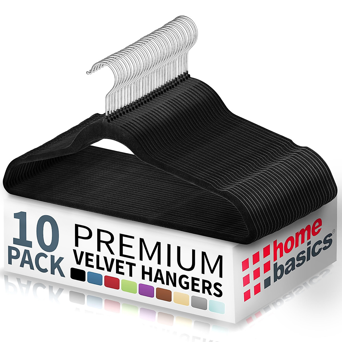 Sunbeam Sunbeam Slip-Proof Snag-Free Ultra Slim Velvet Hanger with Rotating Steel Hook (Pack of 10) (Black, 10 Pack)