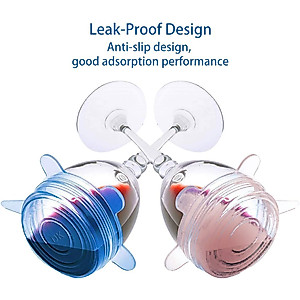 YAZJIWAN Silicone Stretch Lids, Durable & Eco-Friendly Elastic Lids Reusable Heat Resistant Various Sizes Cover for Bowl (Blue+white-12pack)