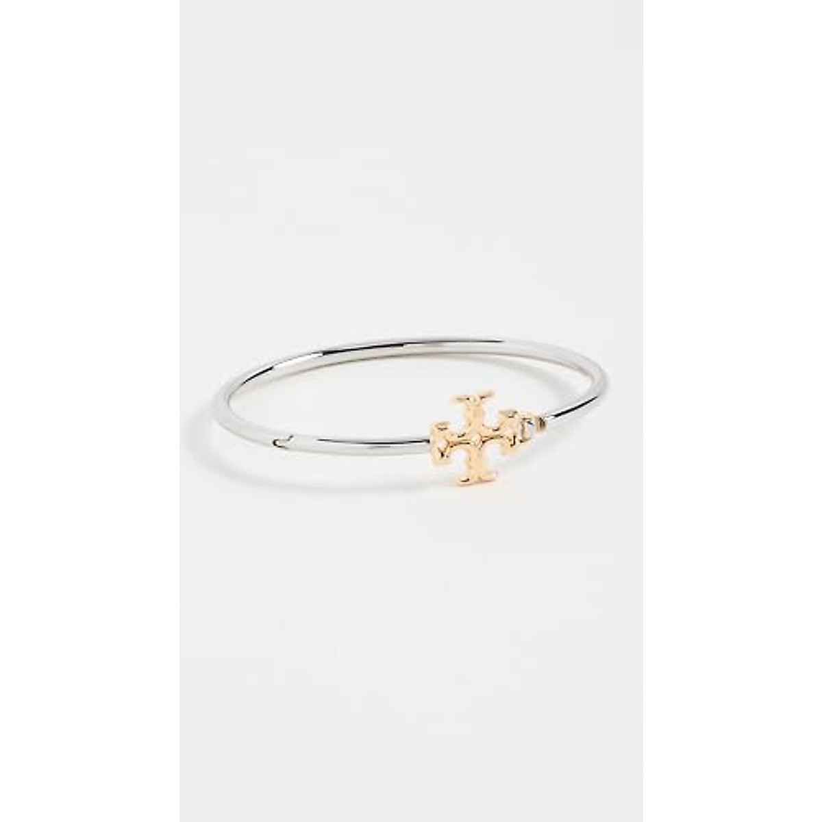 Tory Burch Women's Eleanor Hinged Cuff, Tory Silver/Tory Gold, One Size
