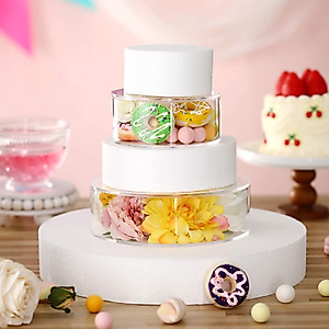 Weysat 2 Pcs Acrylic Fillable Cake Stand 7 Inch and 4.7 Inch Clear Cake Riser Round Cake Tier Decorative Cylinder Stand for Wedding Birthday Party(7''D x 2''H, 4.7''D x 2''H)