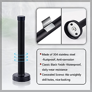 Door Stops, 6 Inch Long Door Stopper, Wall Mount, Heavy Duty Solid Black Doorstop Brushed Stainless Steel with Soft Rubber Bumper Tips