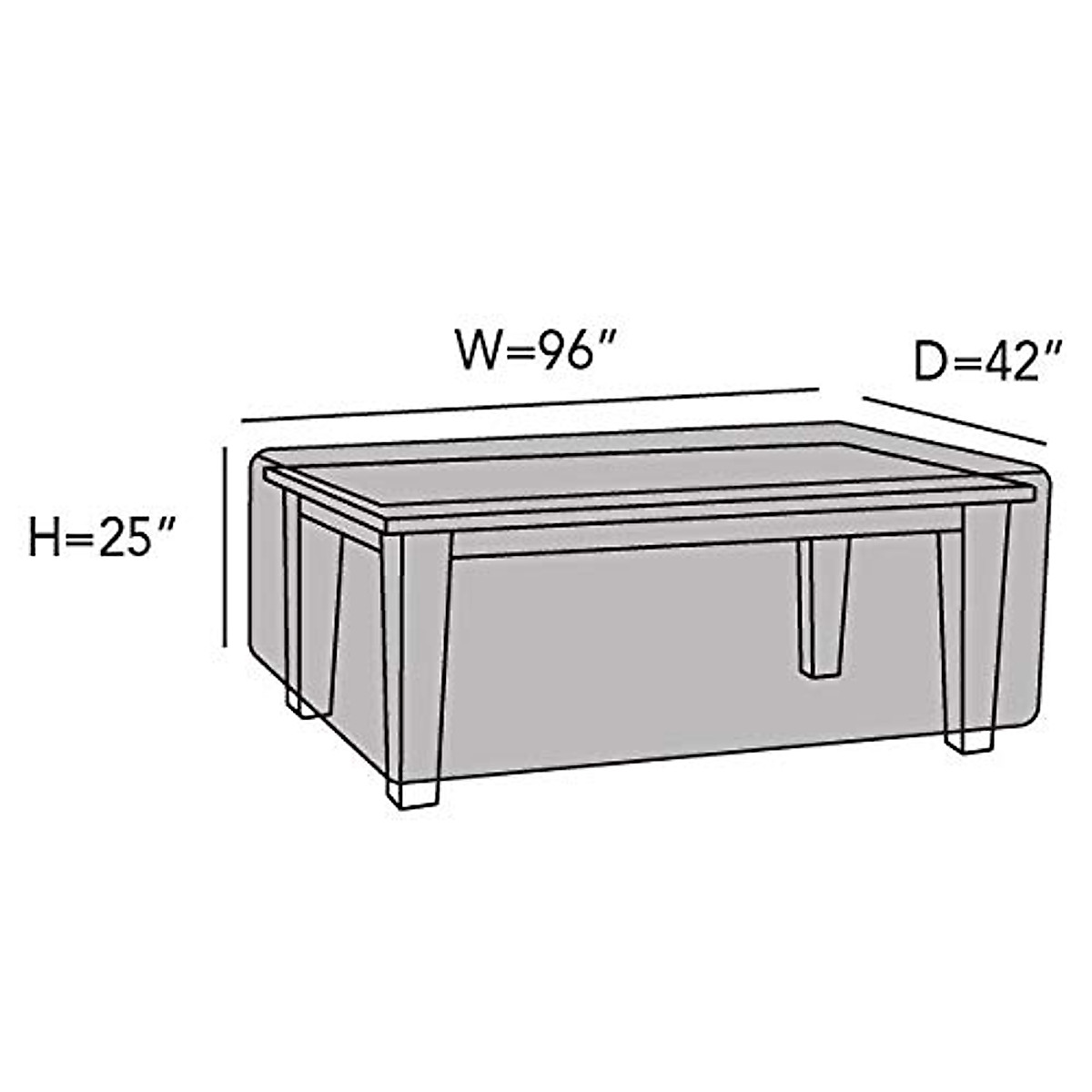 Covermates Rectangular Dining Table/Chair Set Cover - Heavy-Duty Polyester, Weather Resistant, Drawcord Hem, Patio Table Covers, Full Table 72W x 42D x 35H, Ripstop Grey