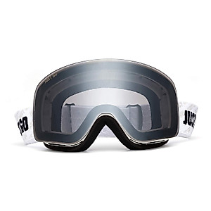 JUST GO Ski Goggles for Skiing Dual-Layer Anti-Fog 100% UV Protection lens Snowboard Goggles, White Frame/Gray Lens (VLT 18.6%)