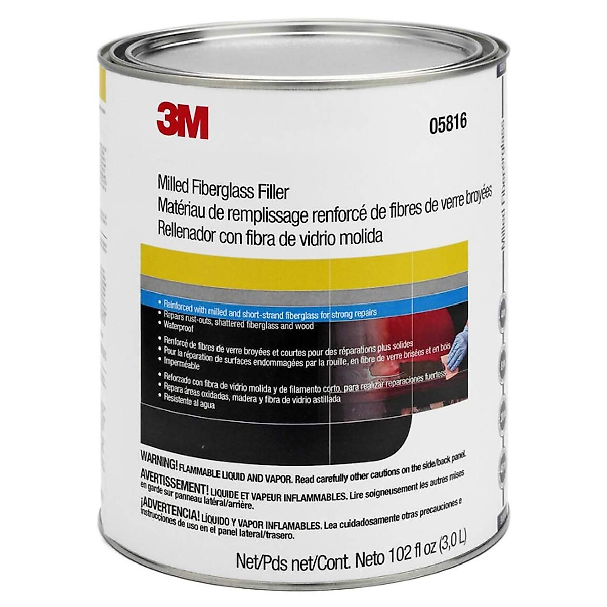 3M Milled Fiberglass Body Filler, 05816, 1 gal