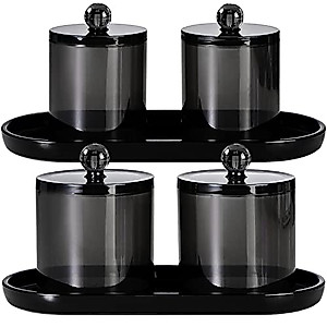 Acrylic Vanity Tray Bathroom Storage Organizer Tray, Catchall Tray, Countertop Sink Tray Dispenser,Sturdy Holder for Cabinet, Vanity, Shelf, Cupboard, Cabinet, or Closet Organization(2 Pack) (Black)