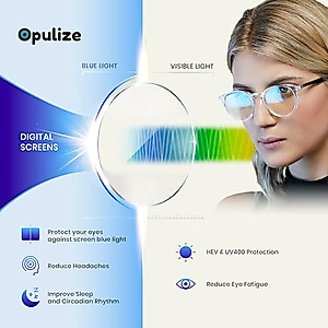 OPULIZE See Reading Glasses 3 Packs with Blue Light Blocking Narrow Frame Spring Hinges Improve Sleep Computer Gaming Transparent Blue Purple Turquoise Mens Womens BBB9-35Q +3.50