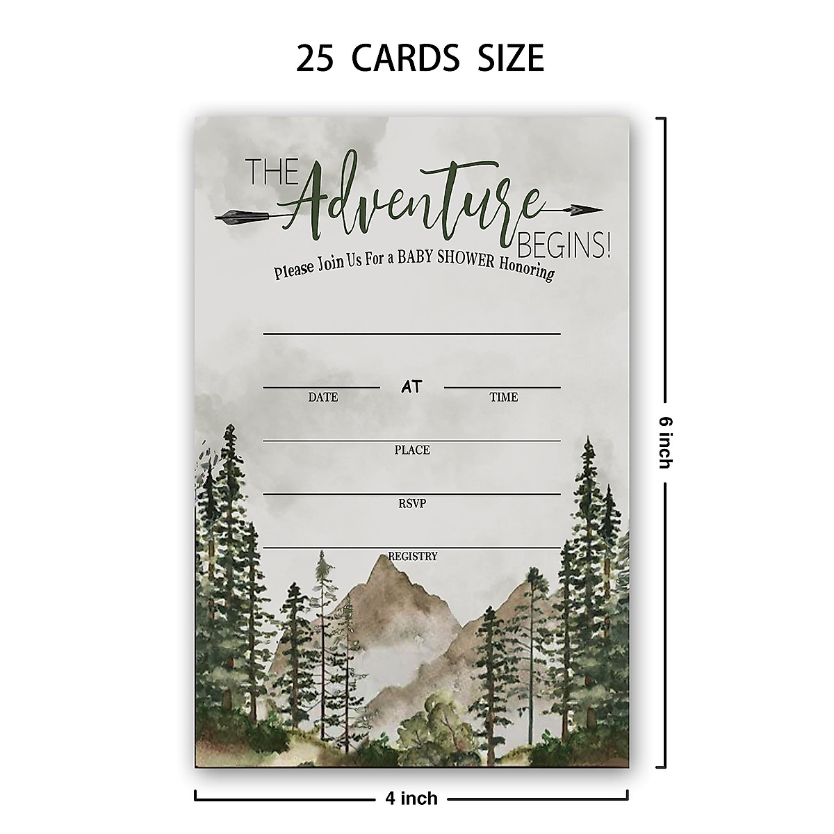 Yuansail Baby Shower Invitation Set, Fill In Invites Cards, Books For Baby, Diaper Raffle, Thank You, The Adveture Begins, Each Design 25 Cards & Envelopes (Total 100 Cards) – (bb003-taozhuang)