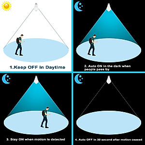 Motion Sensor Light Bulbs for Outdoor Indoor, 9W A19 Motion Detector Led Bulb, 60 Watt Equivalent, E26 800lm 5000K Daylight, Dusk to Dawn Motion Activated Security Lights for outside, Inside (2 Pack)