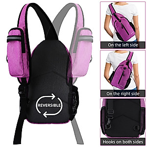 Fancosni Crossbody Sling Bags for Women Men, Black Sling Backpack, Lightweight Shoulder Bag, Multipurpose Sling Bag for Travel, Hiking, Shopping, Walking, Biking, Cycling, Earphone Hole, Chest Bag