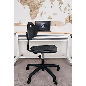 Chair Master Table Height Chair/Stool-Easy to Clean! Deluxe Ergonomic Polyurethane Chair. 5" of Height Adj (16.5"-21.5") 450 lb Capacity. Automotive, Lab, Garage, Home, Office (Rubber Roller, Black)