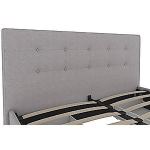 DHP Rose Upholstered Platform Bed with Underbed Storage Drawers and Button Tufted Headboard and Footboard, No Box Spring Needed, Queen, Gray Linen