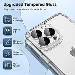 Maxdara [3 in 1 for iPhone 14 Pro Max Case, Clear iPhone 14 Pro Max Case with Front Screen Protector and Camera Lens Protector Drop Protection Case for iPhone 14 Pro Max 6.7 Inch(Clear+Clear)