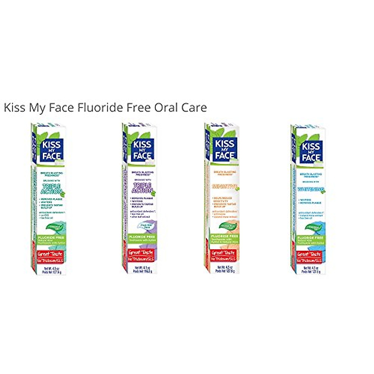 Kiss My Face Triple Action Gel Fluoride Free Toothpaste, 4.5 Ounce (Pack of 3)