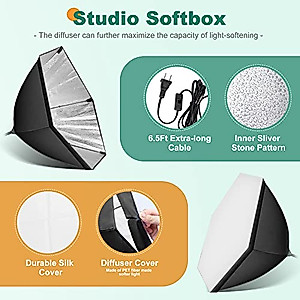 Torjim Softbox Lighting Kit, 30"X30" Professional Photography Lighting Kit for Filming Model Portrait Product Fashion Photography, Continuous Lighting Kit for Video Recording, Portraits Shooting
