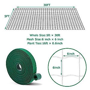 EAPFCT Trellis Netting 5x30ft 2 Pack Heavy-Duty Polyester Plant Support Trellis Net for Climbing Plants Garden Trellis Netting 6'' Mesh with Garden Ties