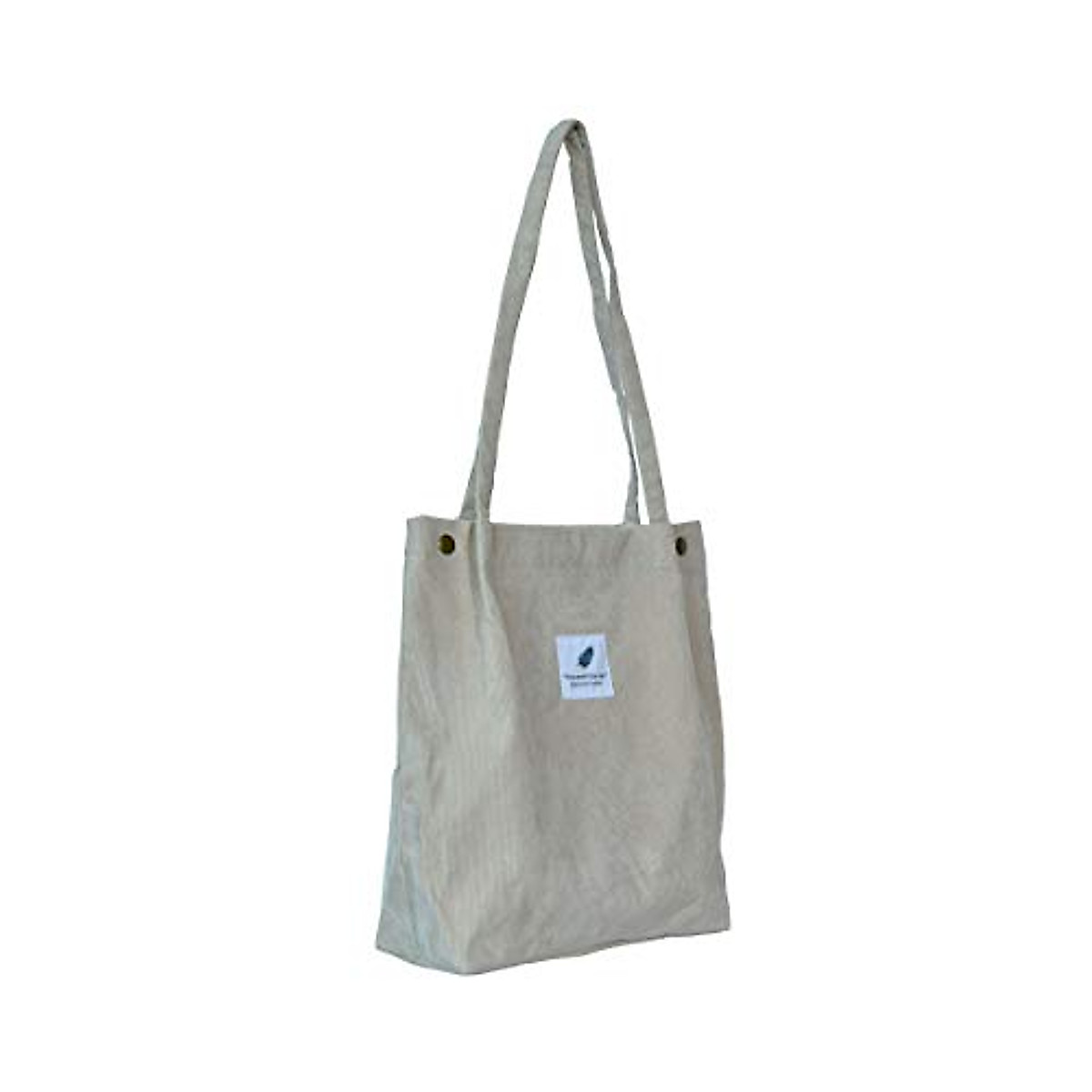 MODANA Corduroy Tote Shopping Bag with Interior Pocket, Reusable Washable and Ecofriendly, Perfect Totes for Shopping Travelling School and So on (Beige)