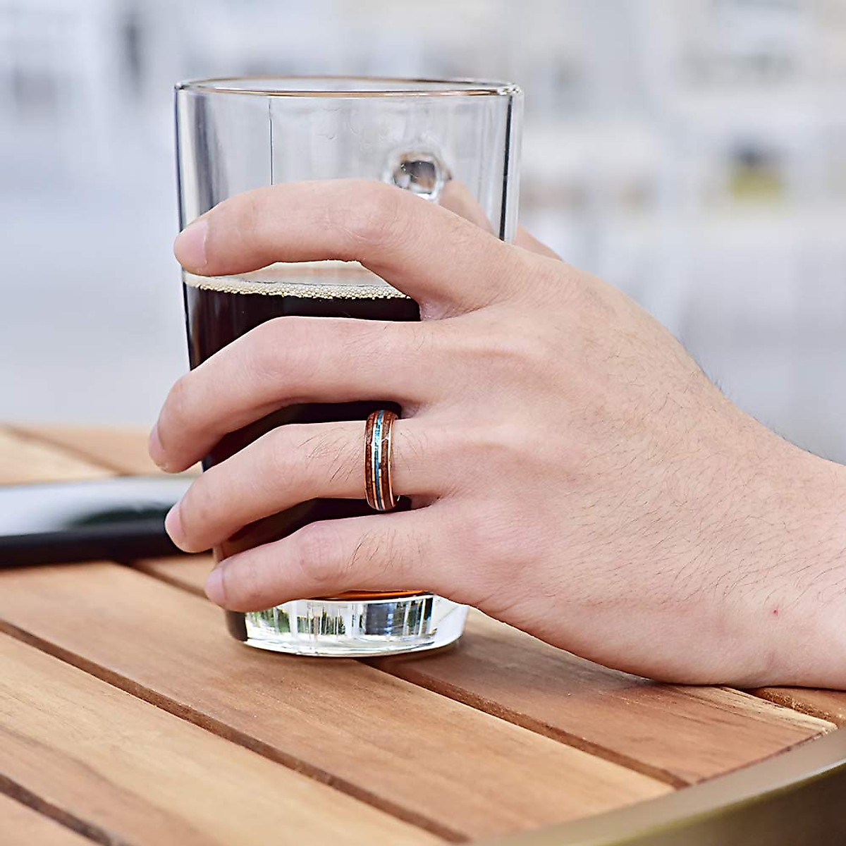 Vakki Mens Rings for Wedding Engagement 6mm Rose Gold Dome Tungsten Promise Bands Size 7.5