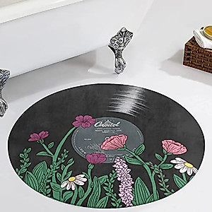 GAGNONLEE Record Album Round Rug Music Carpet Floor Mat Non-Slip Carpet for Entryway Living Dinning Bedroom Sofa Home Decoration Diameter 4Ft, Black-1
